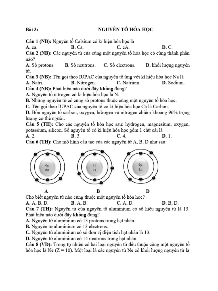 BÀI TẬP VỀ NTHH | PDF