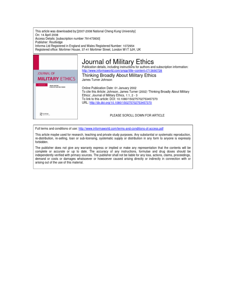 (02a) Thinking Broadly About Military Ethics | PDF