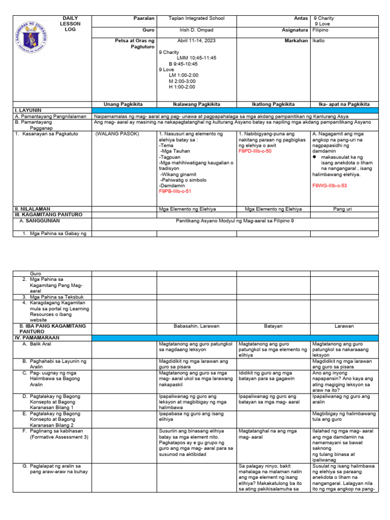 DLL Filipino 9 Blank | PDF
