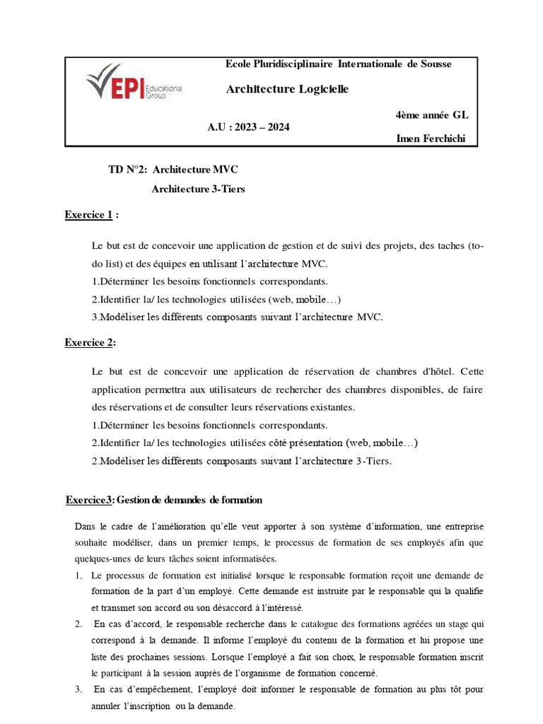 TD2 Architecture Logicielle | PDF | Serveur (Informatique) | Application