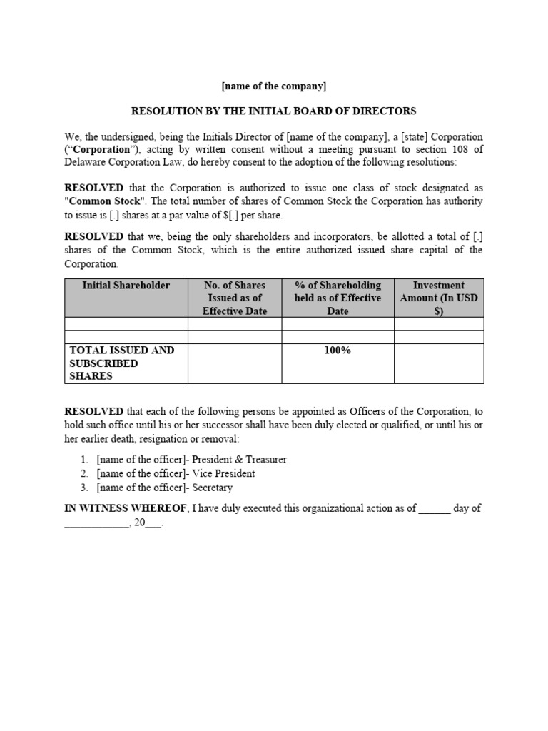 Board Resolution | PDF