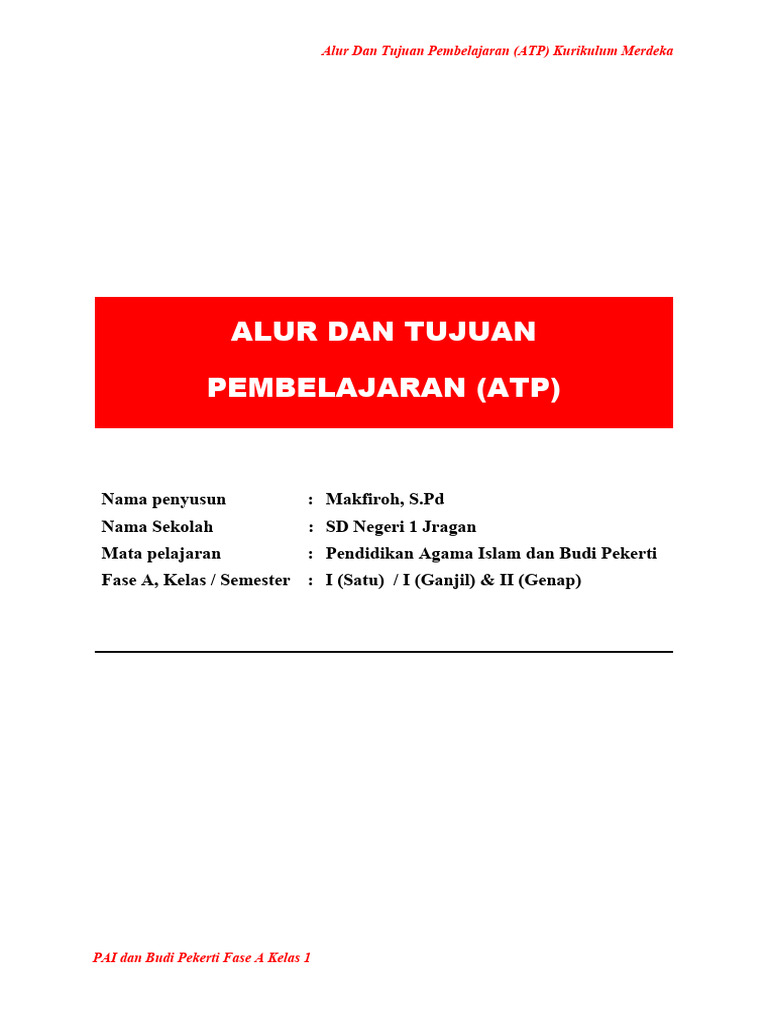 Alur Tujuan Pembelajaran (ATP) | PDF