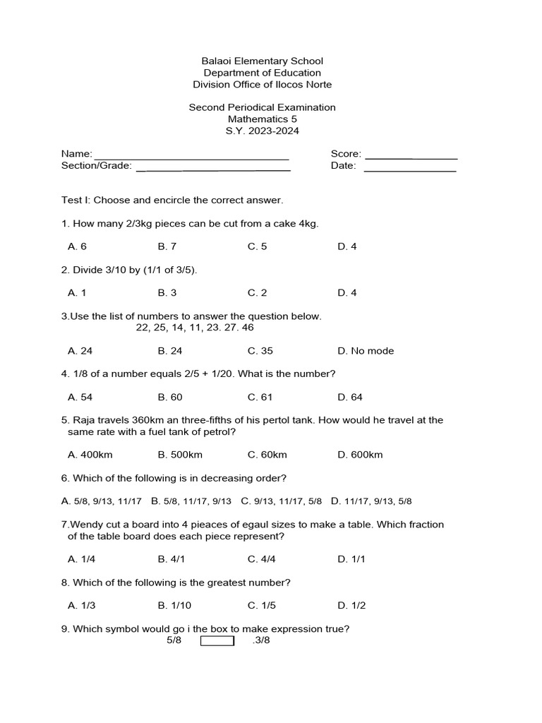 Math Test Question | PDF