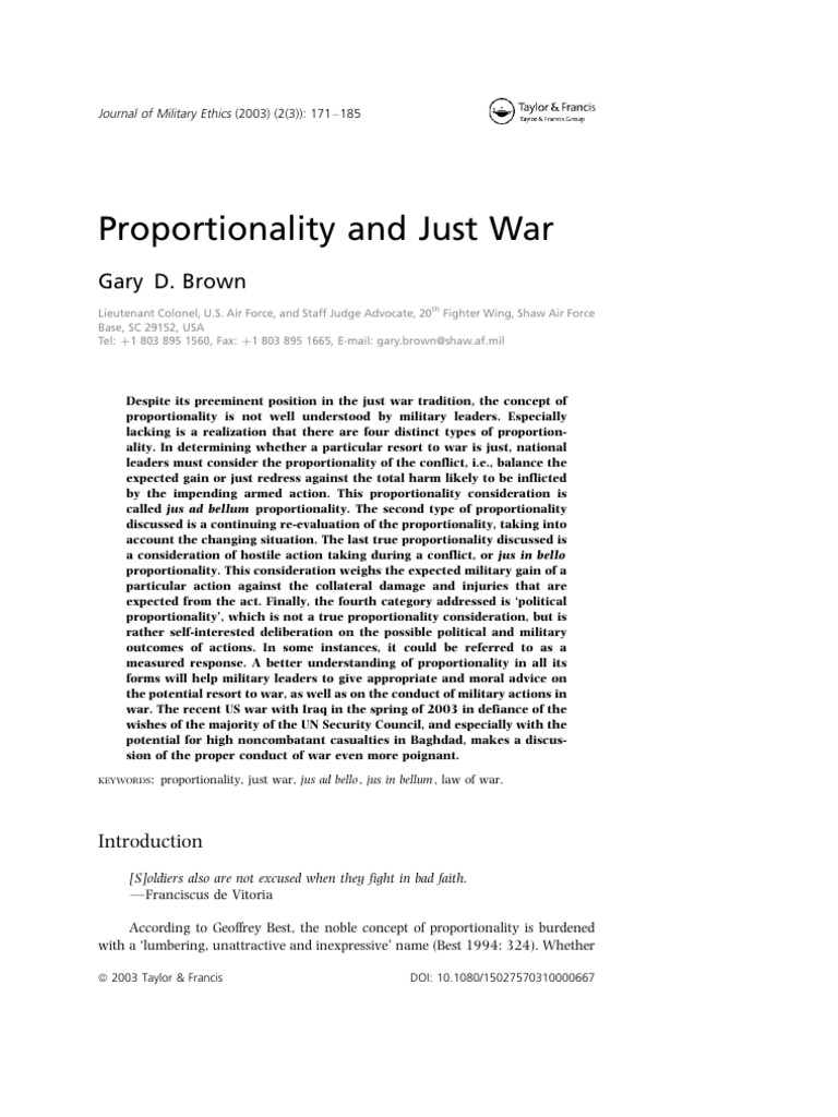 (03a) Proportionality and Just War | PDF | Just War Theory | Weapons Of ...