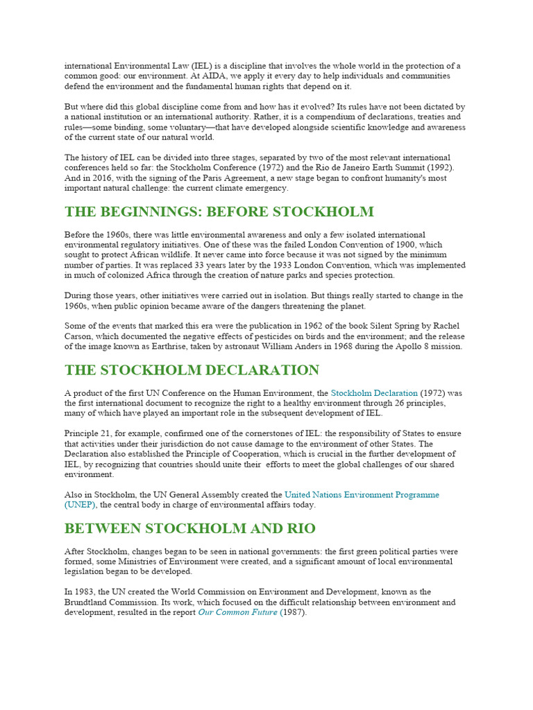 Evolution of International Environmental Law | PDF | Sustainability ...