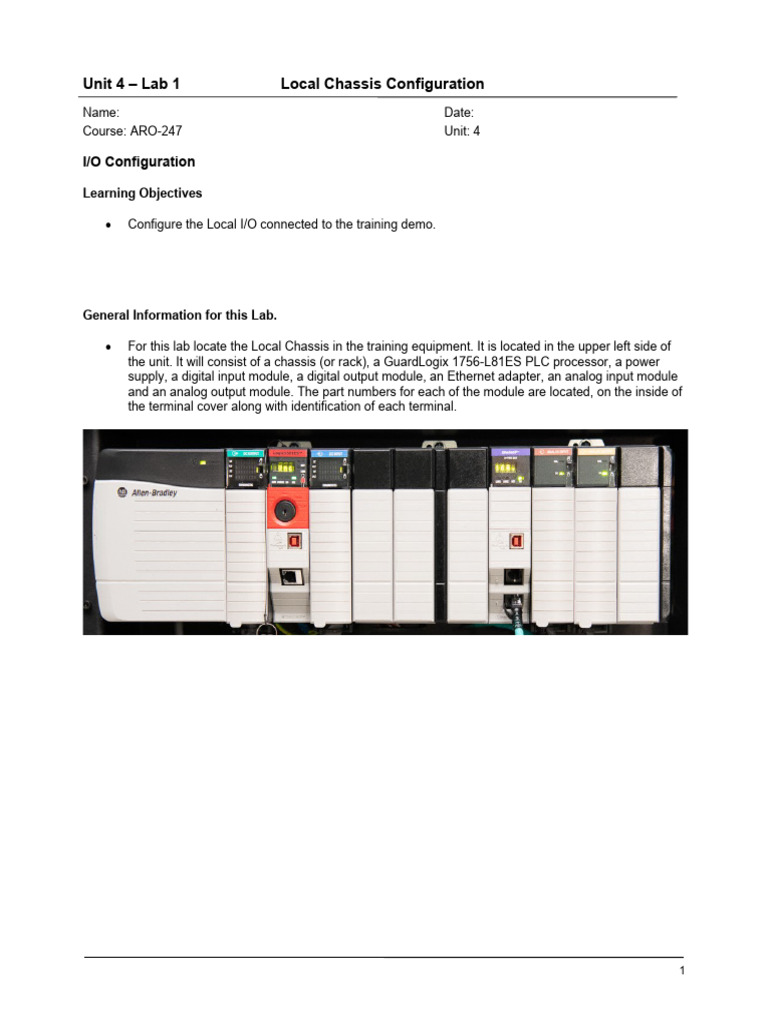 Unit 4 Lab 1 Configuration Of Local Chassis Pdf Network Switch