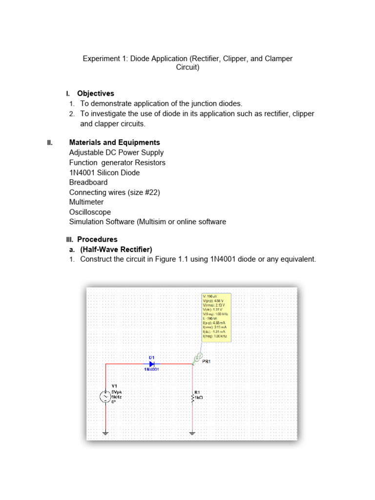 Half Wave Rectifier Pdf Rectifier Information And Communications