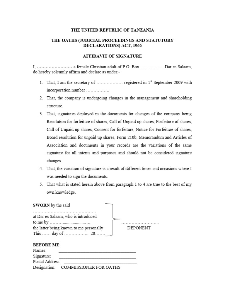 AFFIDAVIT OF SIGNATUREv1 | PDF