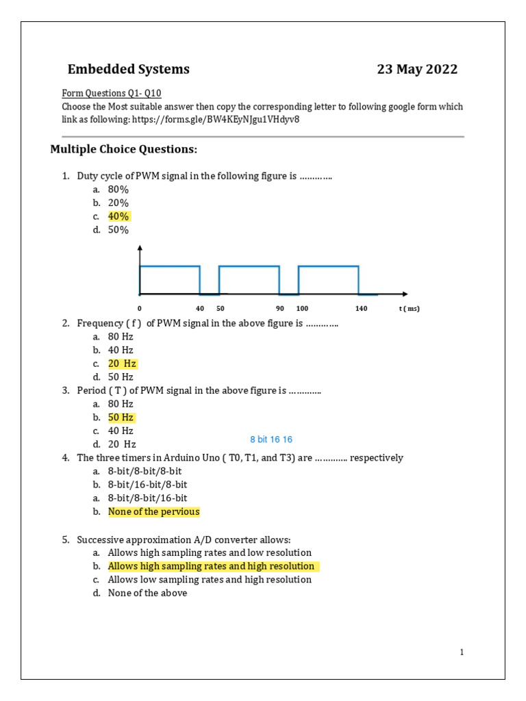 Embedded Systems Spring 2021 Quiz #02 | PDF | Analog To Digital Converter | Sampling (Signal ...