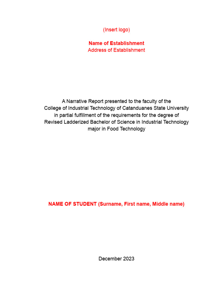 Narrative Report Format | PDF | Experience | Business