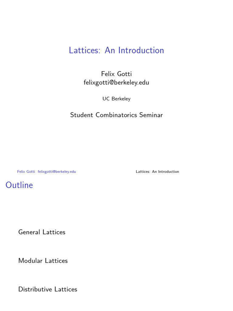Lattices-An Introduction | PDF | Mathematical Concepts | Mathematical Logic Lattices-An Introduction | PDF | Mathematical Concepts | Mathematical Logic