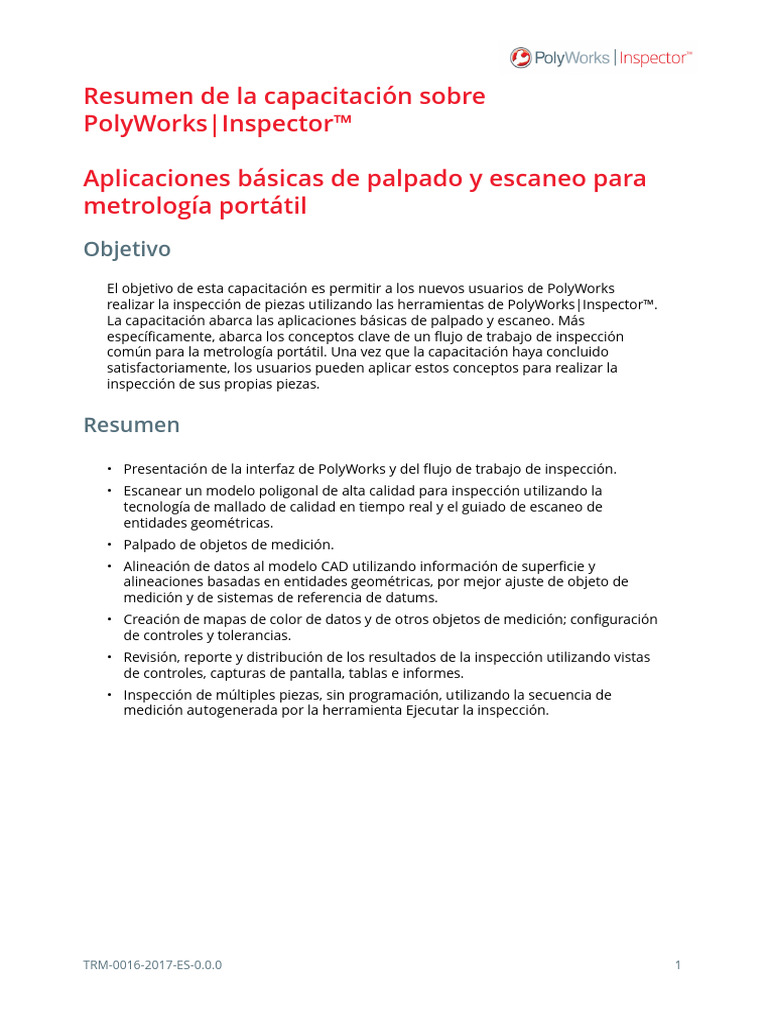 Resumen de La Capacitación Sobre Polyworks - Inspector™ Aplicaciones ...