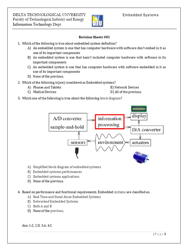 Revision Sheets #01 | PDF | Microcontroller | Embedded System