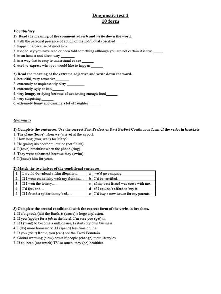 Diagnostic Test 2 (10 Form) | PDF