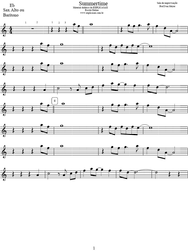 Summertime Improvisacao 01 Eb | PDF