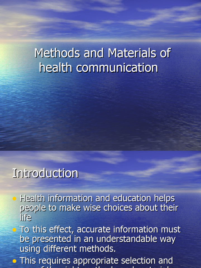 05 Methods and Materials of Health Communication | PDF | Communication | Interpersonal Communication
