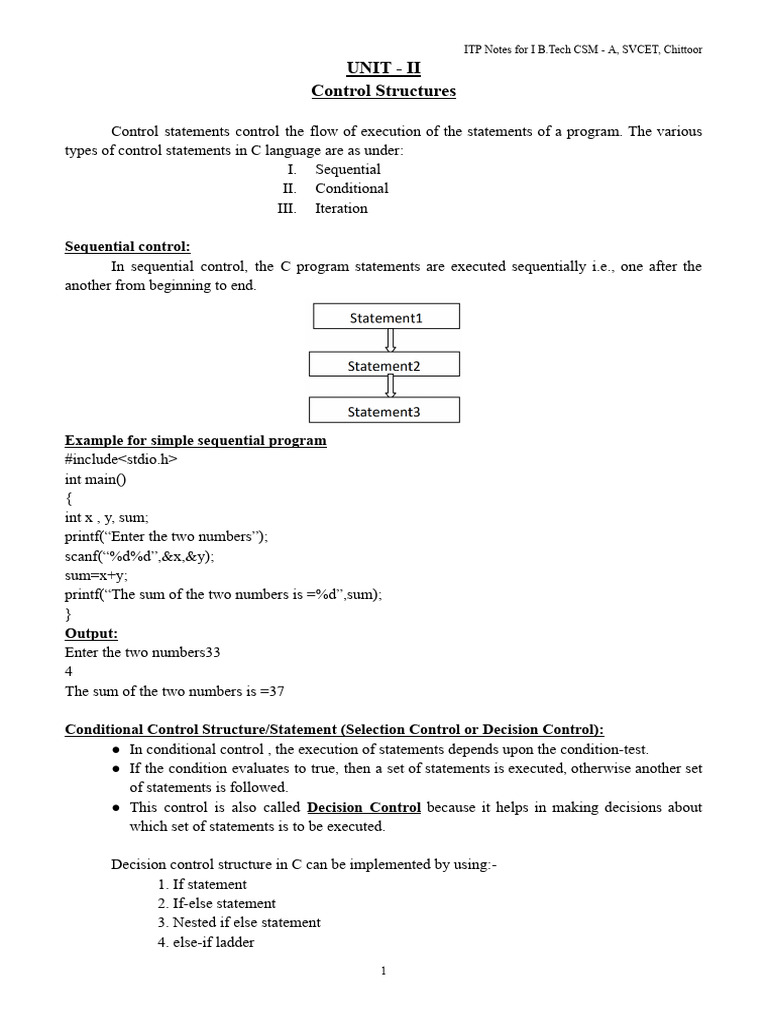C Control Structures Overview | PDF | Control Flow | Computer Programming