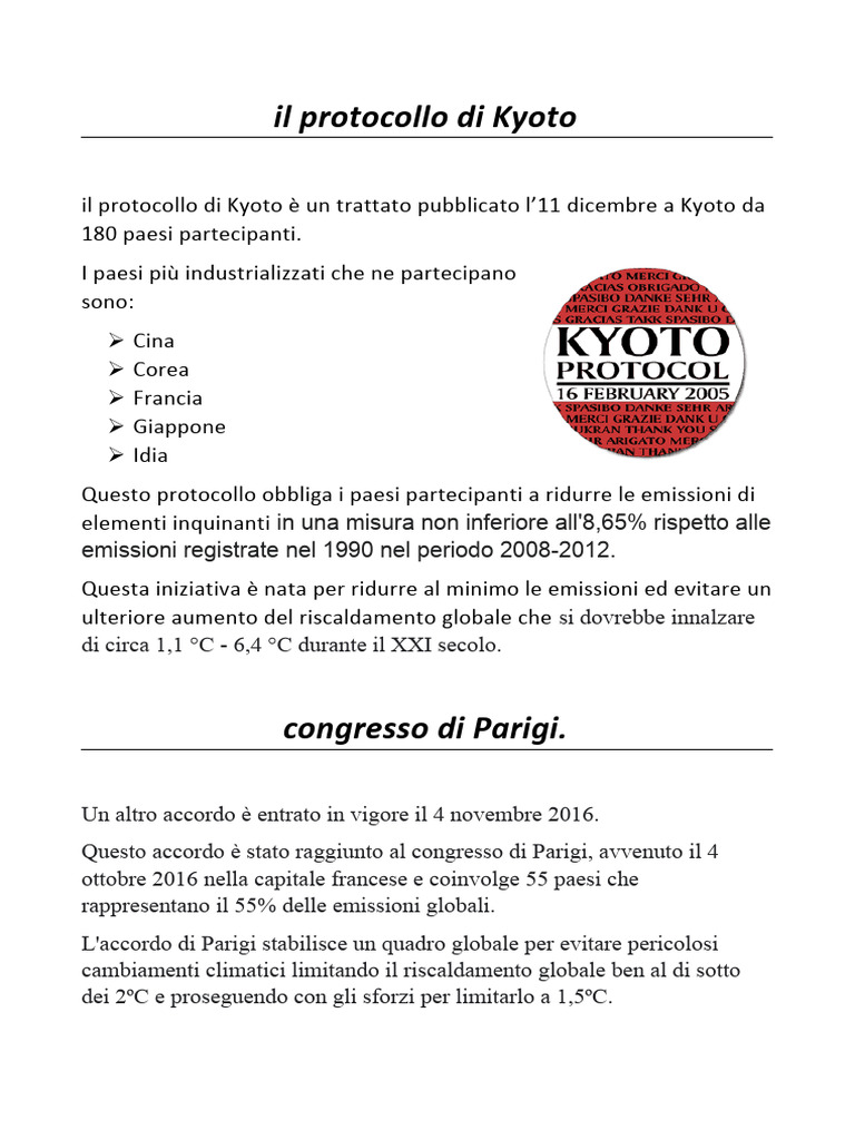 Il Protocollo Di Kyoto | PDF