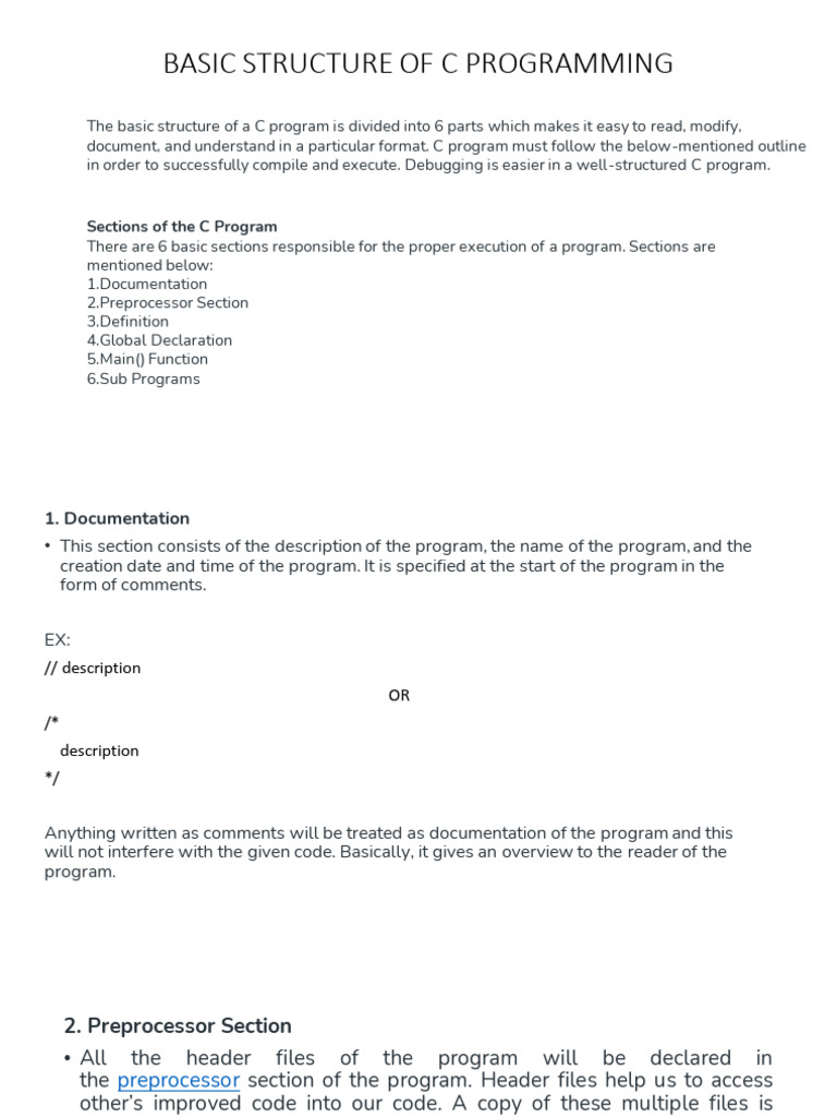 Basic Structure of C Programming | PDF | Integer (Computer Science) | Computer Program
