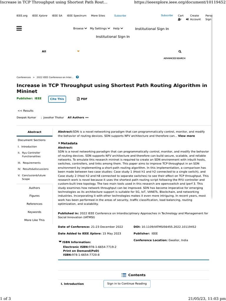 Increase in TCP Throughput Using Shortest Path Routing Algorithm in ...