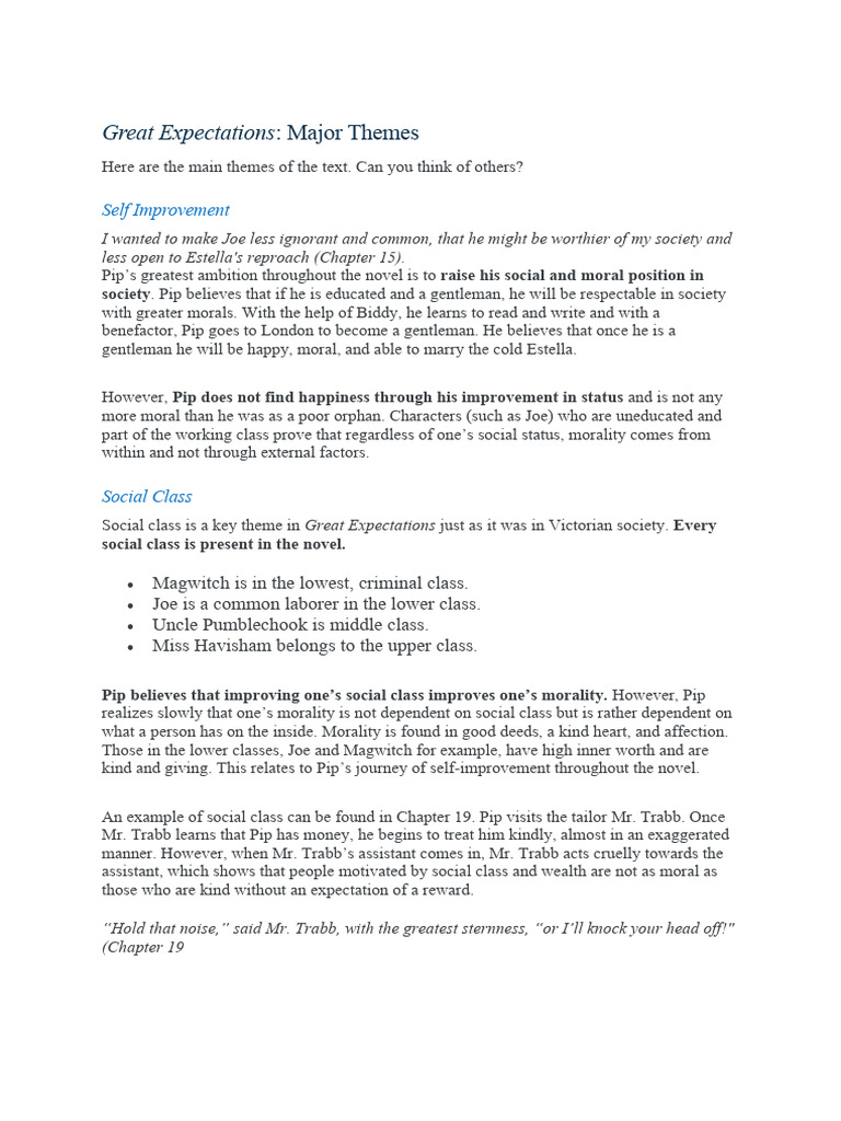 Theme of Great Expectation | PDF | Great Expectations | Estella (Great ...