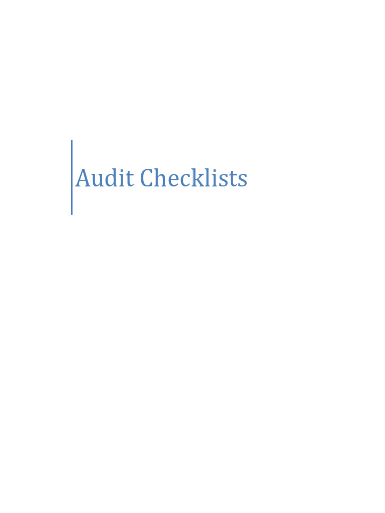 Audit Overall Checklists | PDF | Debits And Credits | Meal