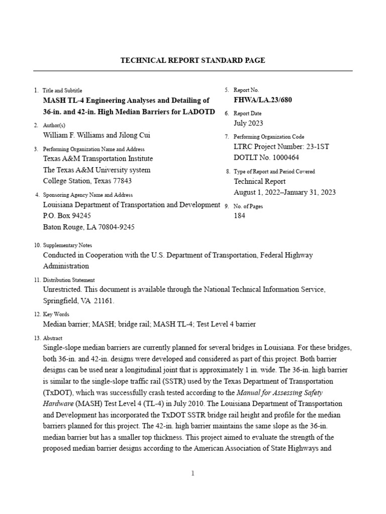 FR - 680 For LTRC 23-1ST MASH TL-4 Engineering Analyses and Detailing ...