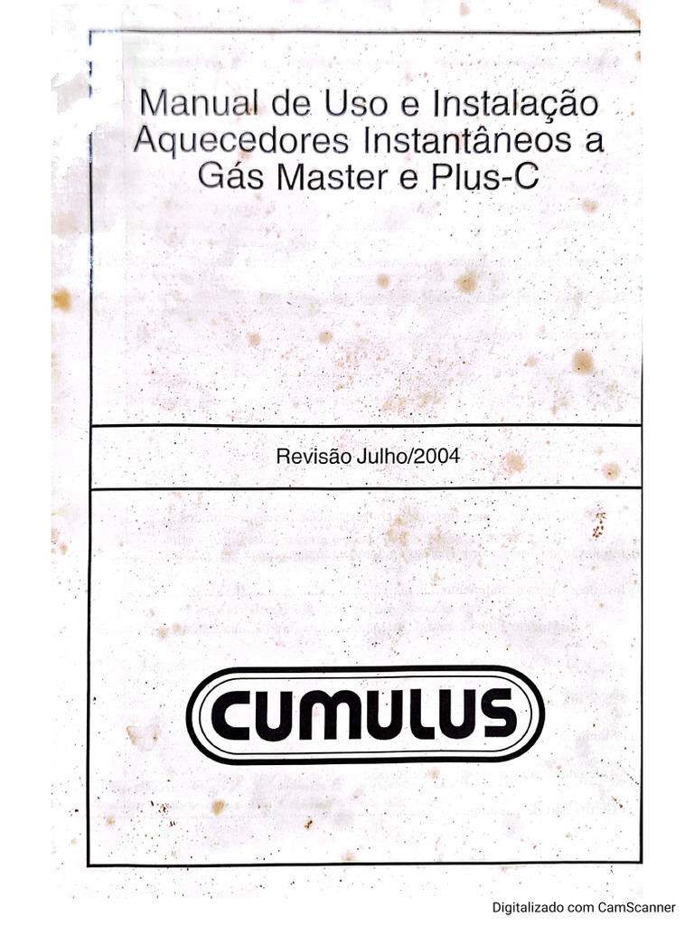 Manual Aquecedores A Gás Instatâneos Cumulus | PDF