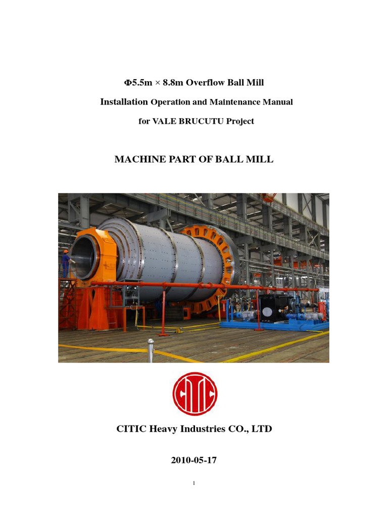 Overflow Ball Mill Operation Manual | PDF | Mill (Grinding) | Bearing ...