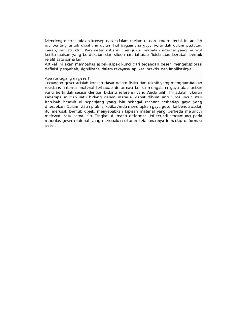 Definisi dan Aplikasi Shear Stress | PDF