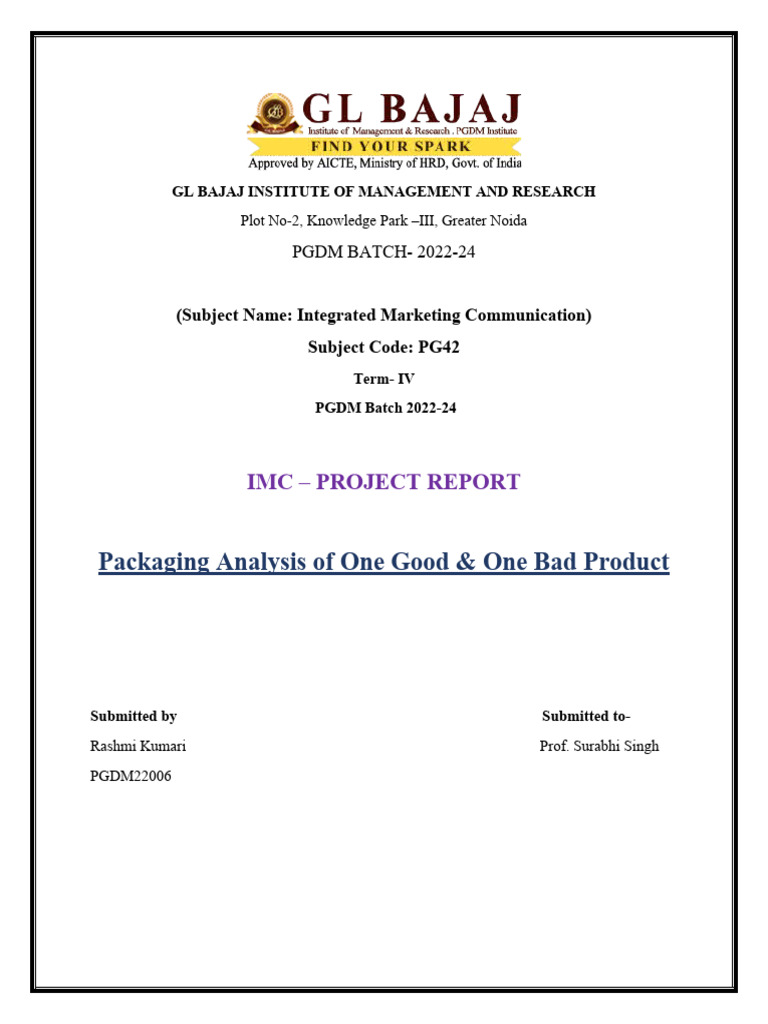 Imc Report | Download Free PDF | Brand | Packaging And Labeling