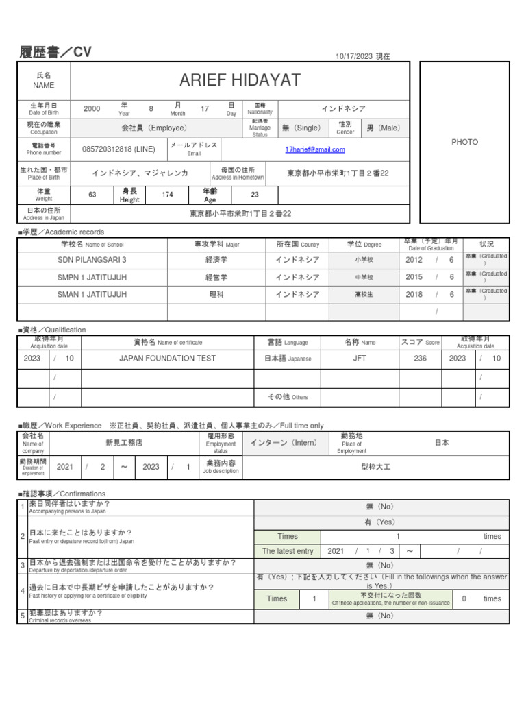 Arief Hidayat CV | PDF