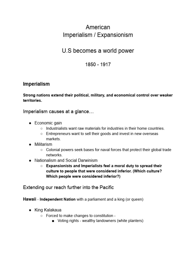 Imperialism_Expansionism Notes | PDF | Imperialism | International ...
