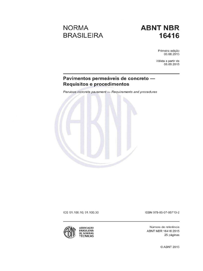 NBR 16416 - PAVIMENTOS PERMEÁVEIS DE CONCRETO - REQUISITOS E ...