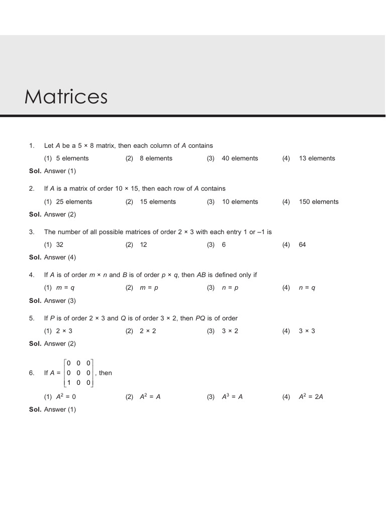 Matrix Operations and Properties | PDF | Matrix (Mathematics ...