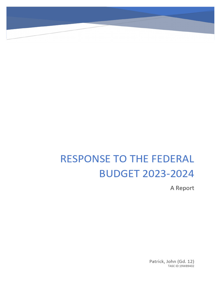 Federal Budget Assignment 2023-2024 | PDF | Cost Of Living | Inflation