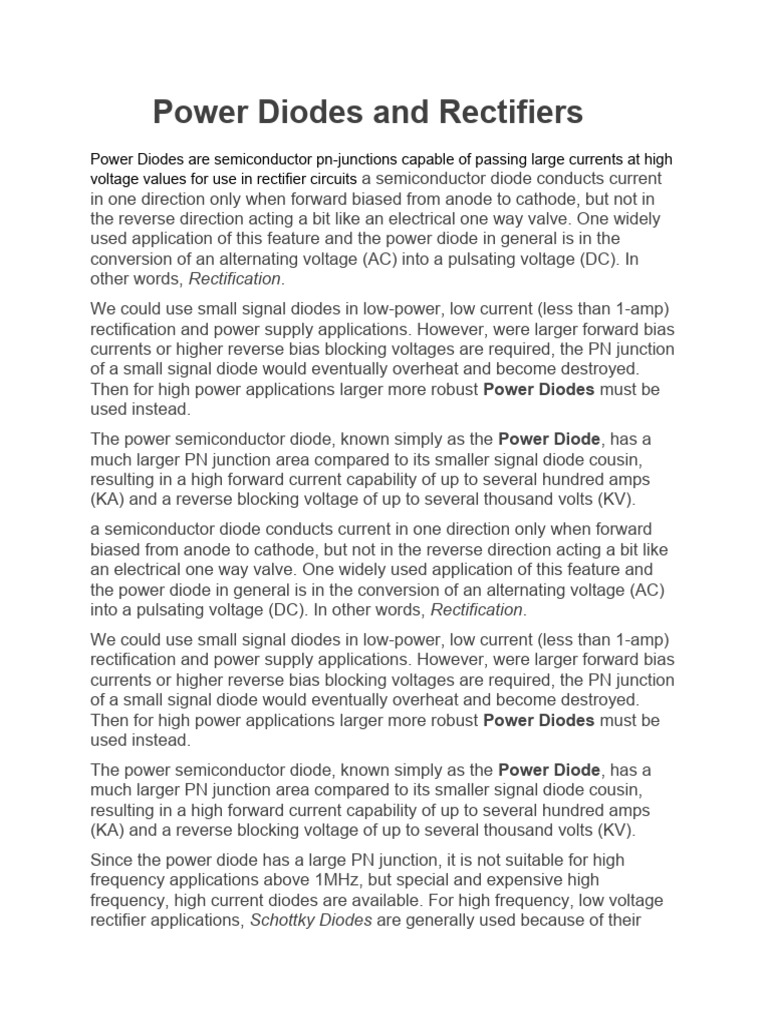Power Diodes And Rectifiers Pdf Rectifier Diode