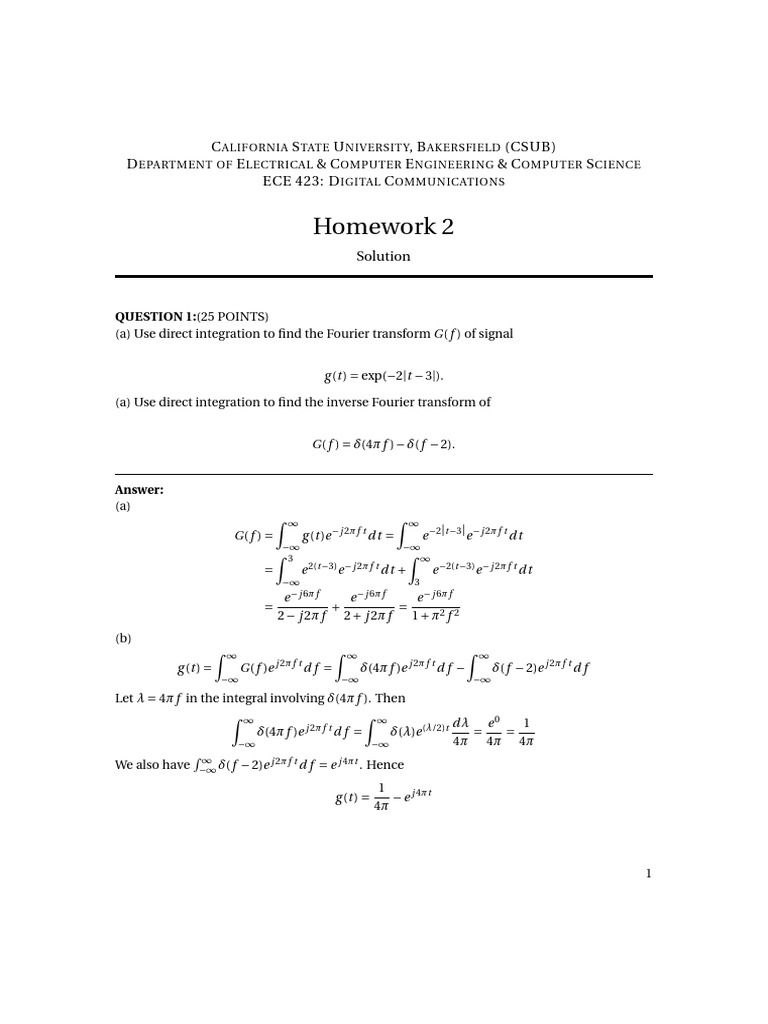 HW2_solution | PDF | Bandwidth (Signal Processing) | Telecommunications