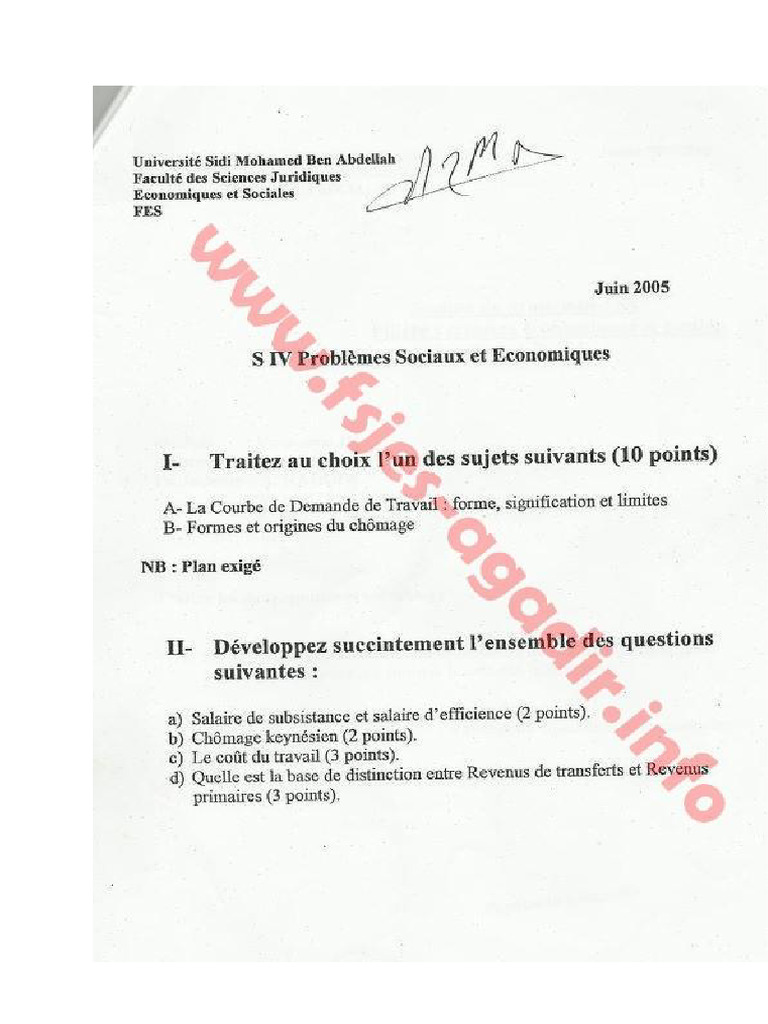 Examen Probléme Économie Et Sociaux s3 PDF | PDF
