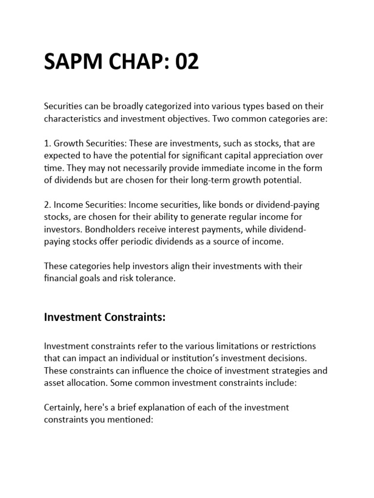 SAPM CHP 02 | PDF | Asset Allocation | Investing