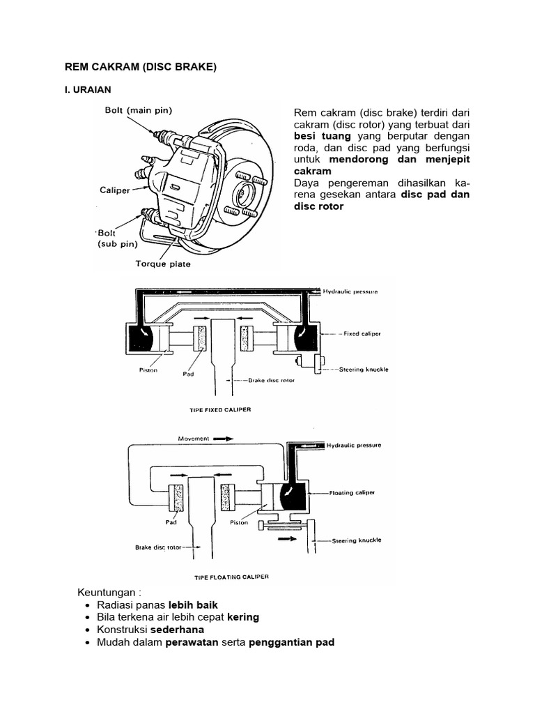 Sistem Rem Cakram Dan Rem Tangan | PDF