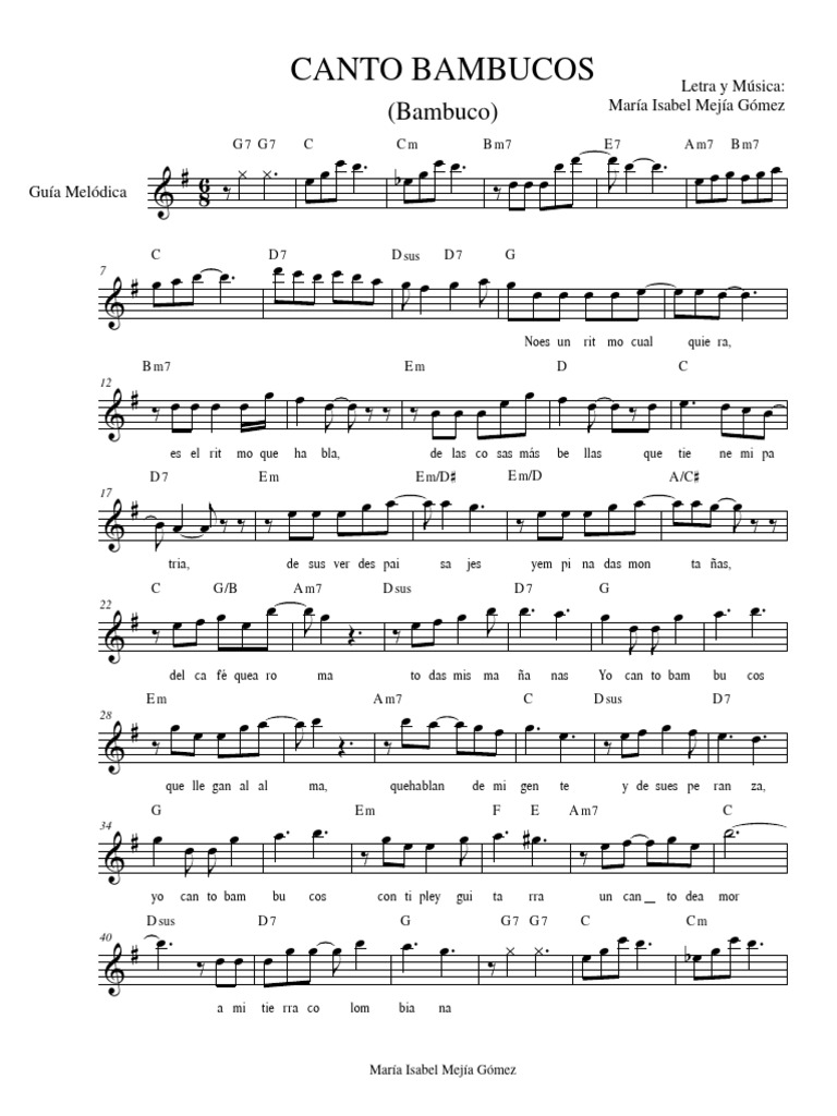 CANTO BAMBUCOS. Partitura | PDF