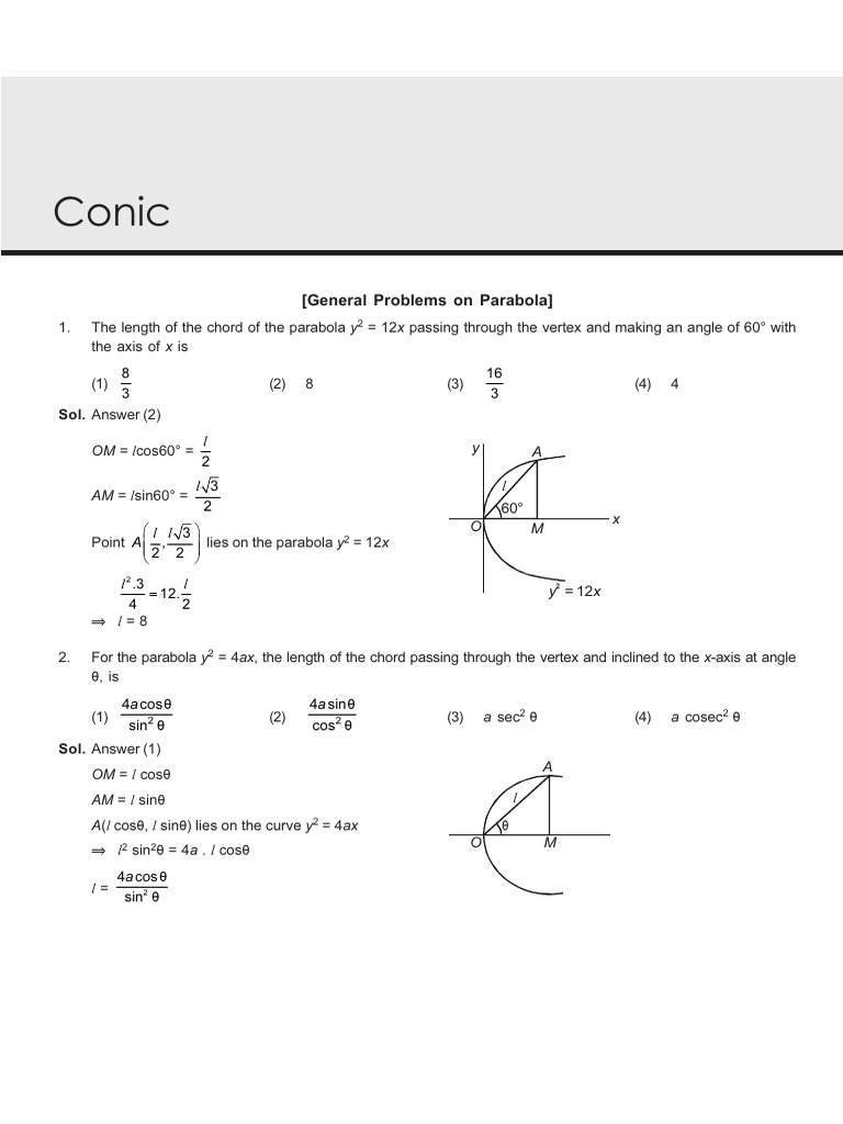 Conics Practice Sheet | PDF | Analytic Geometry | Geometric Shapes