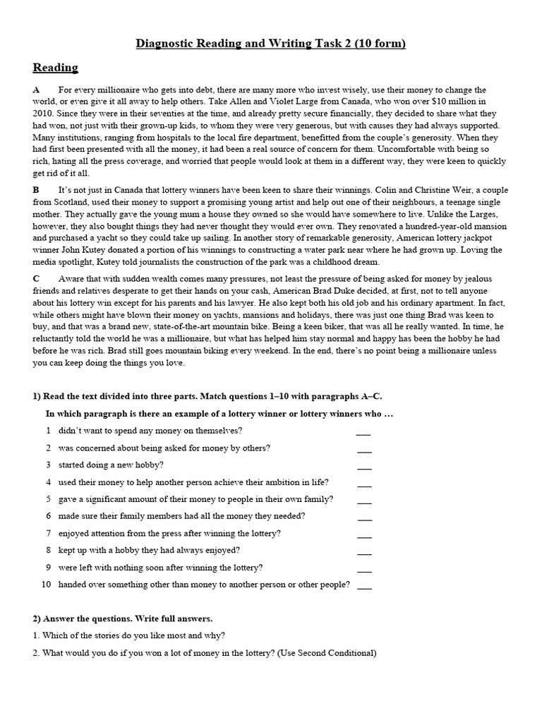 Lottery Winners: Generosity and Choices | PDF