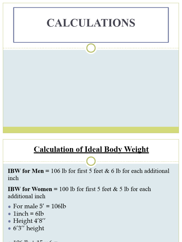 Calculations - Lecture 1 - Tuesday | PDF | Body Mass Index | Weight
