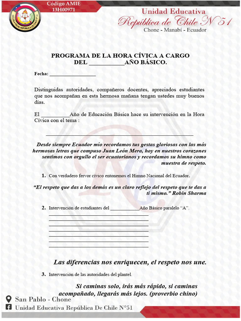 FORMATO DE HORA CÍVICA | PDF