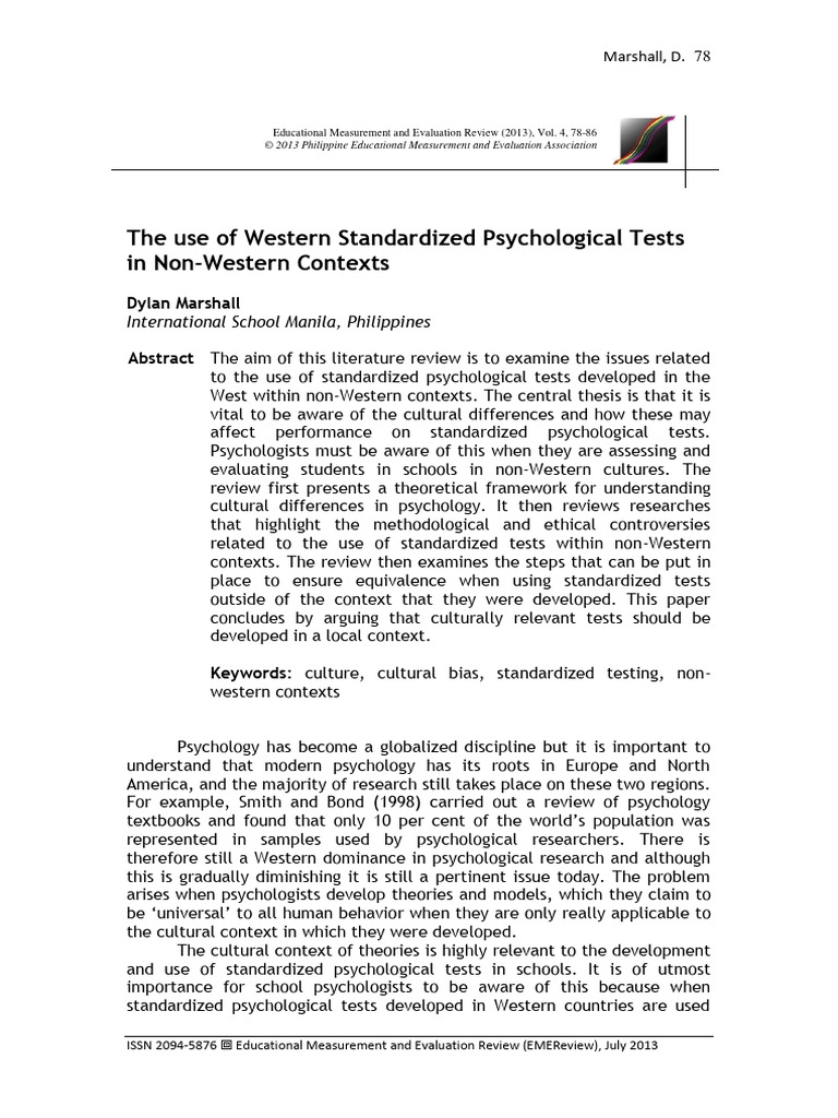 Cultural Bias in Standardized Testing | PDF | Psychology ...