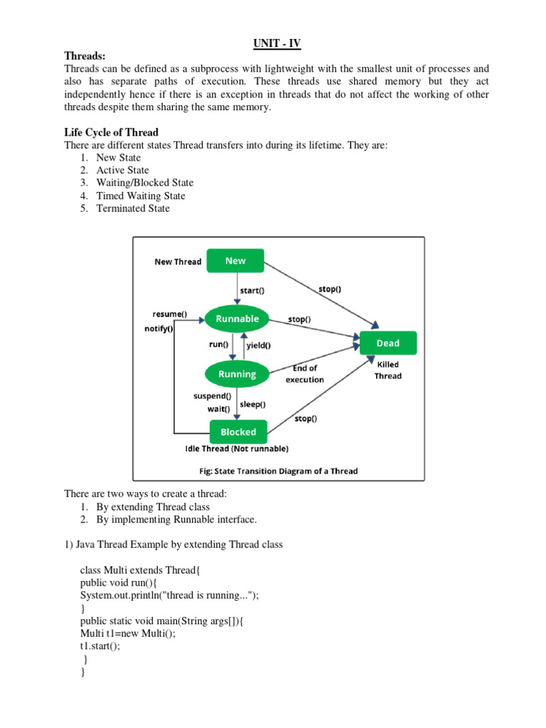 Unit4 Java Pdf Thread Computing Class Computer Programming