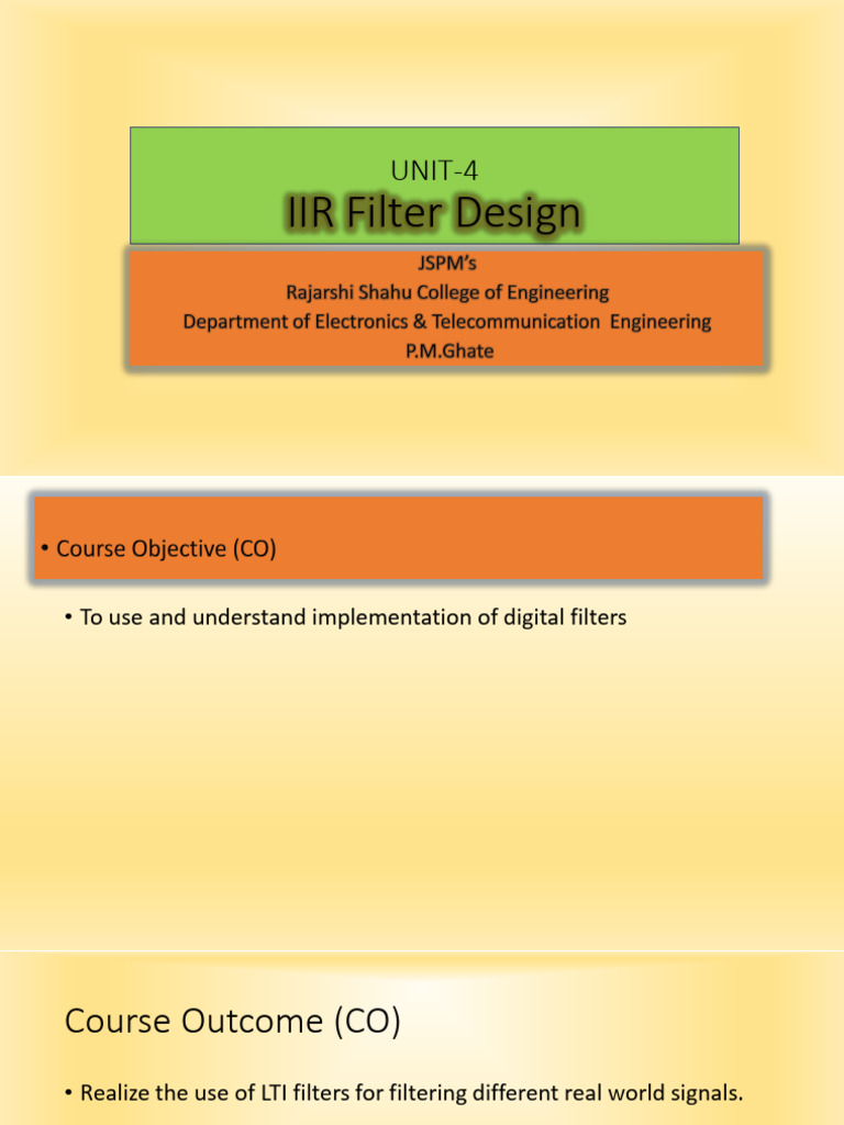 Unit 4 DSP Iir Filter Design | PDF | Filter (Signal Processing) | Filtration
