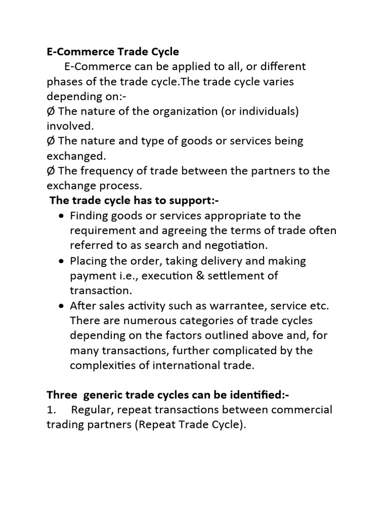 E-Commerce Trade Cycle Overview | PDF